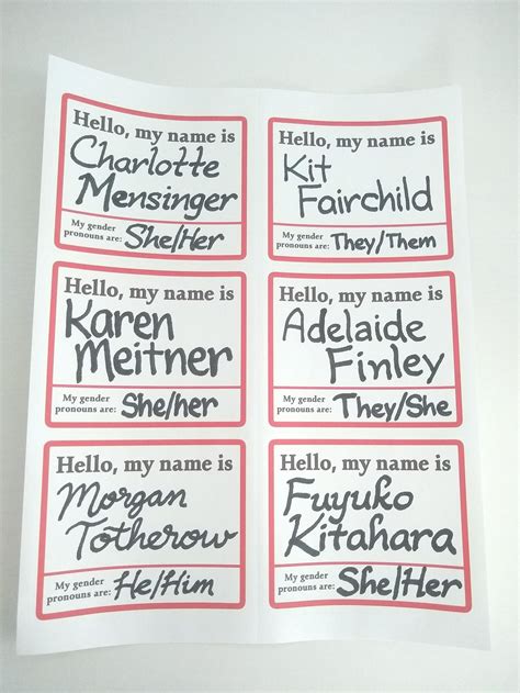 Pronoun Name Tag Stickers Printable Template Download X Etsy