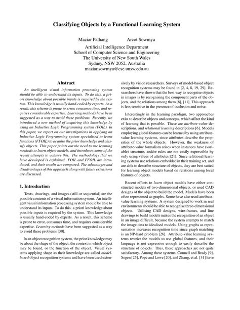 pdf classifying objects by a functional learning system