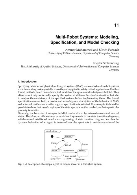 Pdf Multi Robot Systems Modeling Specification And Model Checking