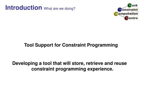 Ppt Capturing Constraint Programming Experience A Case Based
