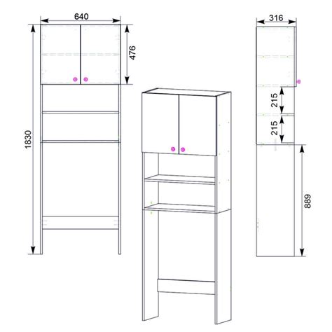 Шафа Пенал для ванної кімнати Надбудова над пральною машиною Компаніт Білий німфея альба