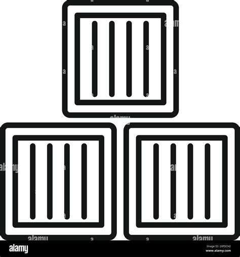 Line Art Icon Of Three Cargo Containers Stacking Representing Concepts Of Import Export And
