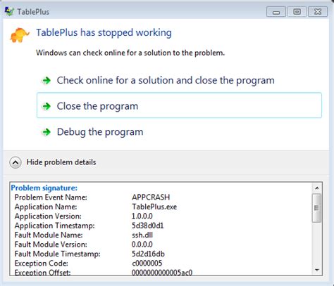 tableplus stopped responding · issue 68 · tableplus tableplus windows