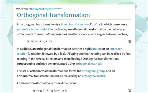 Orthogonal Transformation From Wolfram Mathworld