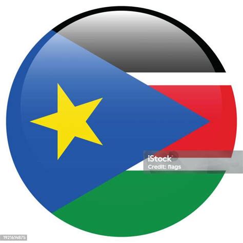 남수단의 국기입니다 플래그 아이콘입니다 표준 색상 원 아이콘 플래그입니다 3d 일러스트레이션입니다 컴퓨터 일러스트레이션 디지털