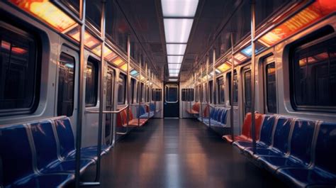 Premium Photo An Empty Subway Car With Flickering Fluorescent Lights