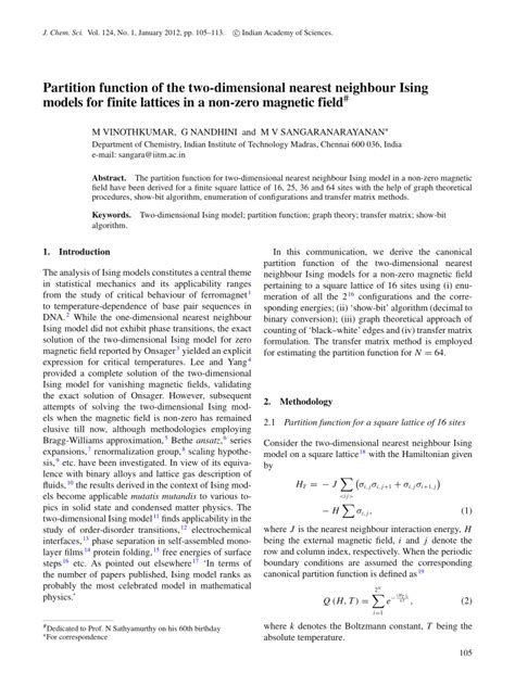 pdf partition function of the two dimensional nearest neighbour ising