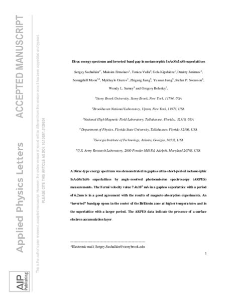 Pdf Dirac Energy Spectrum And Inverted Bandgap In Metamorphic Inassb