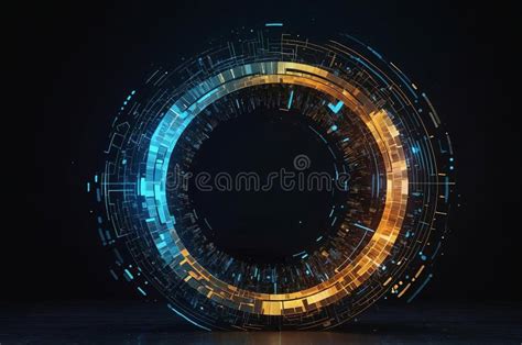 Futuristic Circular Interface Complex Background Blue And Orange Data