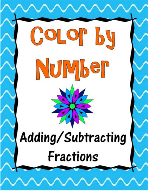 Adding And Subtracting Fractions Color By Number 1 Funrithmetic