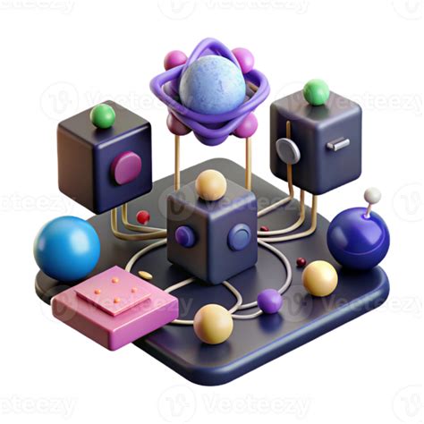 Vibrant Vintage Quantum Computing Network Diagram Cutout Detailed 60675776 Png