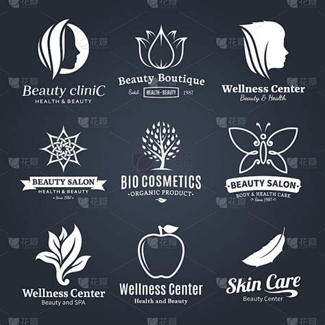 矢量美丽和健康标签，图标和设计元素