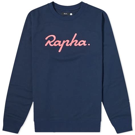 Rapha Logo Sweat Dark Navy And Hi Vis Pink End Us