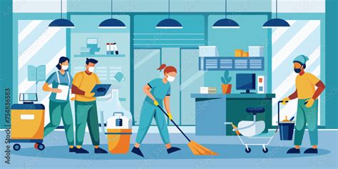 Hospital Maintenance Staff Ensuring A Clean And Sanitized Environment