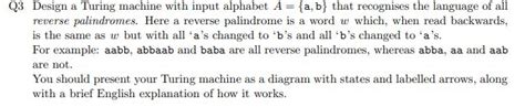 Solved 3 Design A Turing Machine With Input Alphabet