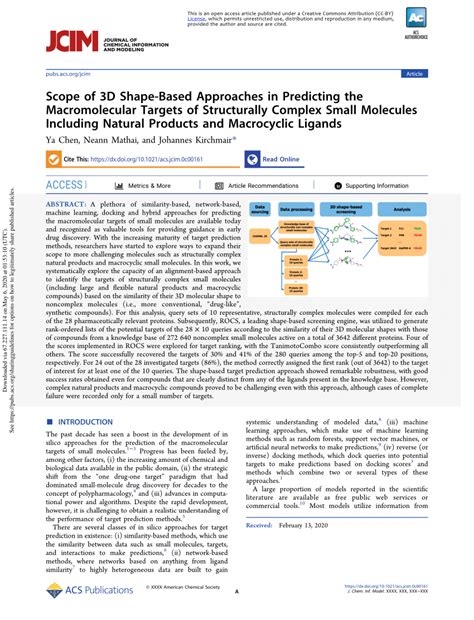 Pdf Scope Of 3d Shape Based Approaches In Predicting The Macromolecular Targets Of