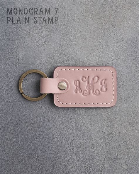 Vine Monogram Keychain In Blush Leather Leatherius Woodman