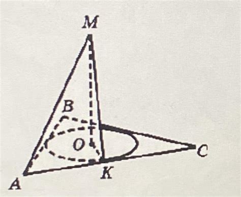 на рисунку точка О центр вписаного в трикутник Abc кола Оm перпендикулярно Abc Ok Школьные