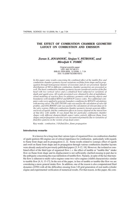 Pdf The Effect Of Combustion Chamber Geometry Layout On Combustion
