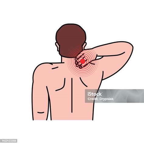 인간의 뒷목에 통증이 있습니다 머리 목 및 등이 아프다 인체의 다른 부분에 통증이 있습니다 근육통과 척추 문제의 건강 문제 근육에 대한 스톡 벡터 아트 및 기타 이미지
