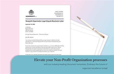 Nonprofit Organization Legal Dispute Resolution Letter Template In Word