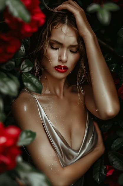 Elegance In The Rain Plus Size Fashion Models In Silk Grey Dresses Premium Ai Generated Image