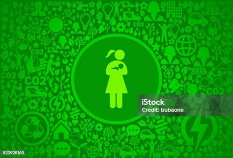여자 아기 환경 그린 벡터 아이콘 패턴 간호 간호사에 대한 스톡 벡터 아트 및 기타 이미지 간호사 구름 기어 기계 부분