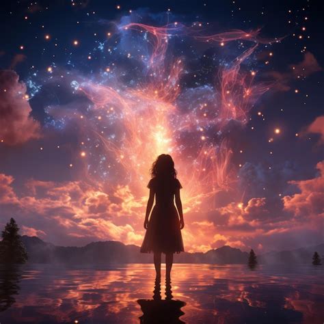Premium Ai Image Back View Of A Girl Looking At The Beautiful Sky