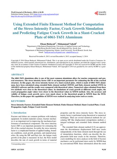 pdf using extended finite element method for computation of the stress intensity factor crack