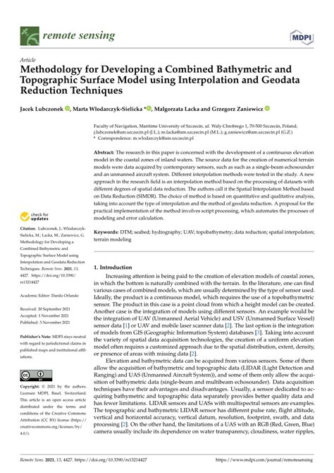 Pdf Methodology For Developing A Combined Bathymetric And Topographic Surface Model Using