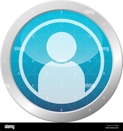 User Avatar Profile Icon Vector Illustration Website Or App Member Ui Button Light Blue Shiny