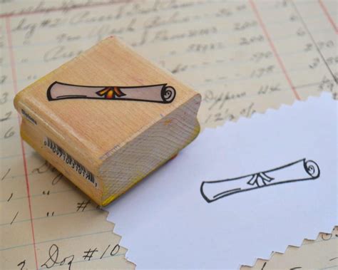 Vintage Graduation Diploma Wood Mounted Rubber Stamp Etsy