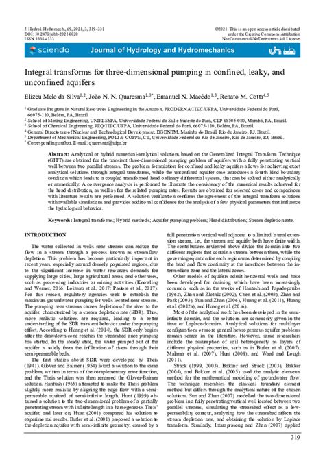 Pdf Integral Transforms For Three Dimensional Pumping In Confined