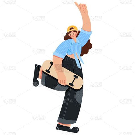 扁平风少女元素插画