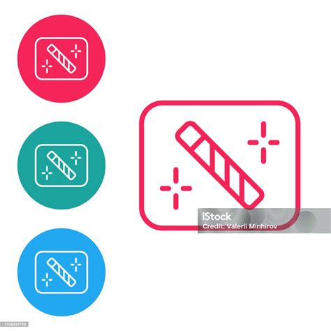 흰색 배경에 격리 된 빨간색 줄 사진 보정 아이콘 사진 작가 사진 수정 아이콘 원 버튼에 아이콘을 설정합니다 벡터 누름 버튼에