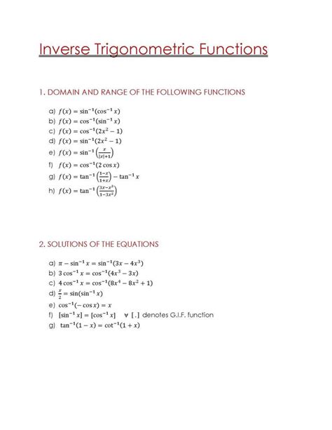 Inverse Trigonometric Functions Domain Range And Equations Rahuljainmaths