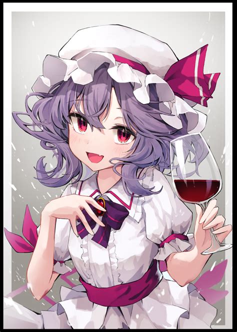Safebooru 1girl Alcohol Black Border Blush Border Bow Bowtie Brooch