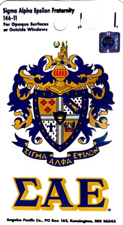 Sigma Alpha Epsilon Fraternity Crest And Letter Decal Greek Threads