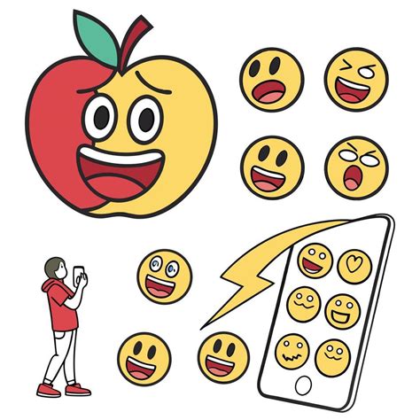 This Digital Illustration Presents A Collection Of Expressive Emojis