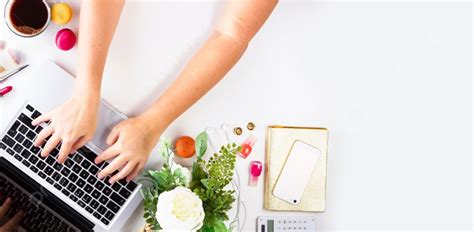 Feminine Workspace Laptop Photo Background And Picture For Free Download Pngtree