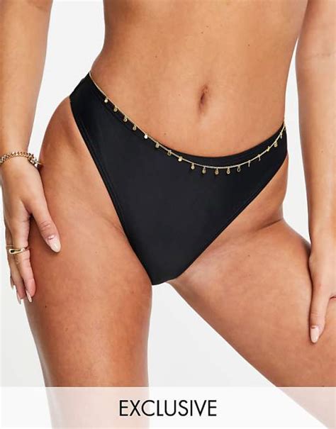 South Beach Mix And Match Thong Bikini Bottom In Black Asos