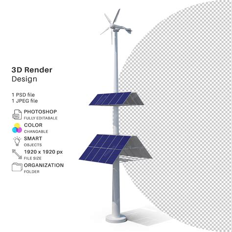 Premium Psd Wind Turbine Solar Panel 3d Modeling Psd File Realistic Solar Panel