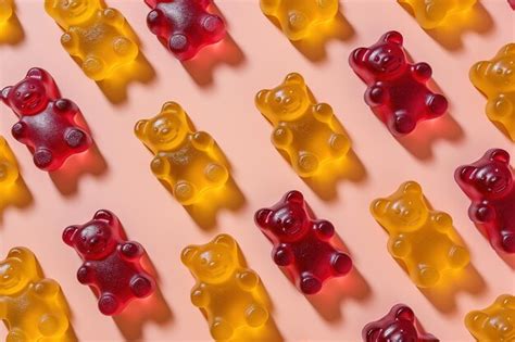 Premium Ai Image Gummy Bears On A Pastel Background With Peach Fuzz Matching The Color Of The