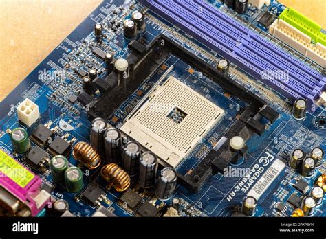 Old Gigabyte Motherboard With An Empty Cpu Socket No Processor Installed Ga K8 Ne Rh Model