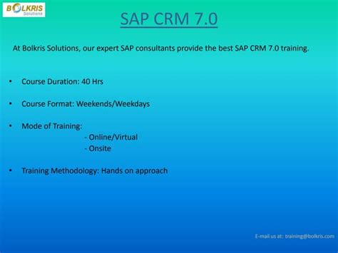 sap crm 7 0 training ppt