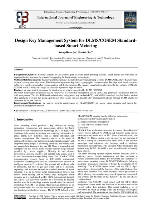 Pdf Design Key Management System For Dlmscosem Standard Based Smart