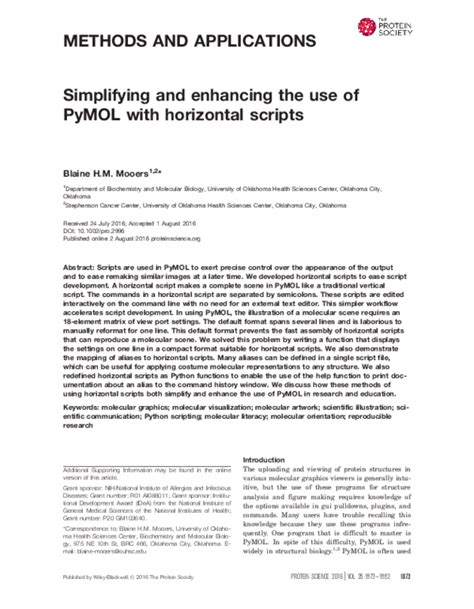pdf simplifying and enhancing the use of pymol with horizontal scripts