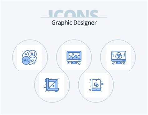 Graphic Designer Blue Icon Pack 5 Icon Design Development Computer Branding Design Image
