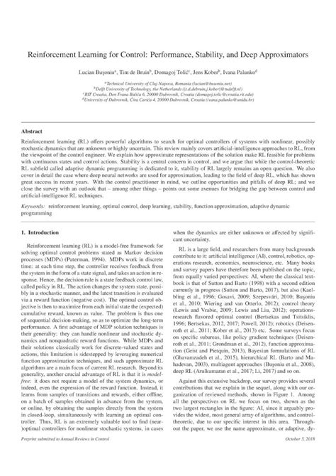 PDF Reinforcement Learning For Control Performance Stability Busoniu Net Files Papers