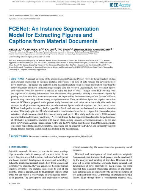 Pdf Fcenet An Instance Segmentation Model For Extracting Figures And